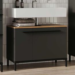 Pharao24.de Waschtischunterbau in Dunkelgrau 2 Drehtüren