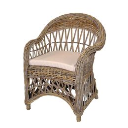 Pharao24.de Einzelsessel Rattan in Grey Wash Landhausstil