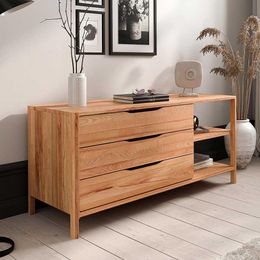 Pharao24.de Sideboard Kommode aus Kernbuche Massivholz mit offenen F&auml;chern