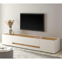 Pharao24.de TV Lowboard in Weiß und Wildeiche Optik 223 cm breit