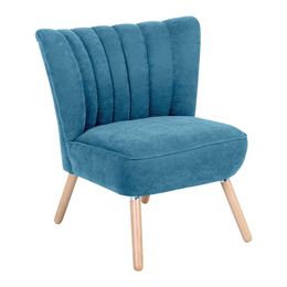Pharao24.de Retro Style Sessel in Petrol und Buchefarben Velours Bezug