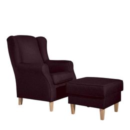 Pharao24.de Landhausstil Kaminsessel in Bordeaux Hocker optional