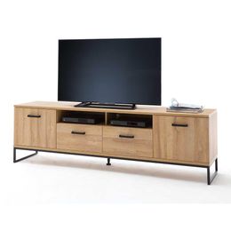 Pharao24.de TV Board in Wildeichefarben und Schwarz 60 cm hoch