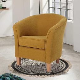 Pharao24.de Kleiner Sessel gelb in modernem Design 70 cm breit - 74 cm hoch