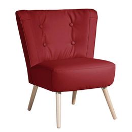 Pharao24.de Cocktailsessel Kunstleder rot im Retrostil 80 cm hoch - 69 cm breit