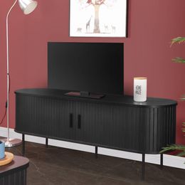 Pharao24.de TV Sideboard Fernsehschrank in Schwarz im Retrostil