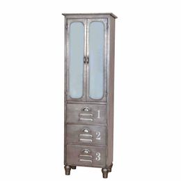 Pharao24.de Hochschrank f&uuml;r K&uuml;che Metall Milchglas
