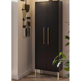 Pharao24.de Moderner Badhochschrank in Schwarz und Gold Made in Germany