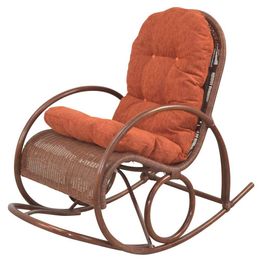 Pharao24.de Rattan Schaukelsessel im Landhausstil Braun und Terracotta