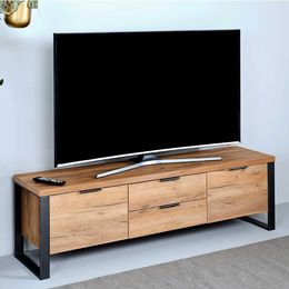 Pharao24.de TV Kommode in Eichefarben und Schwarz 45 cm hoch