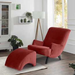 Pharao24.de Kaminsessel modern aus Samtvelours Ziegel Rot