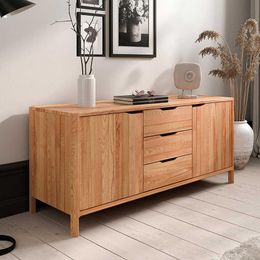 Pharao24.de Sideboard Kommode aus Kernbuche Massivholz mit drei Schubladen