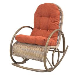 Pharao24.de Schaukelsessel mit Auflage in Graubraun & Terracotta Landhausstil