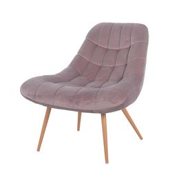 Pharao24.de Retro Lounge Sessel in Rosa Samt