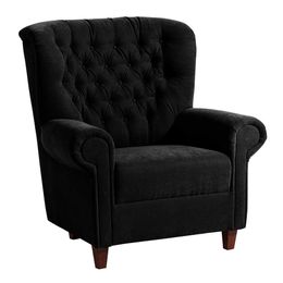 Pharao24.de Moderner Chesterfield Sessel in Schwarz Federkern Polsterung