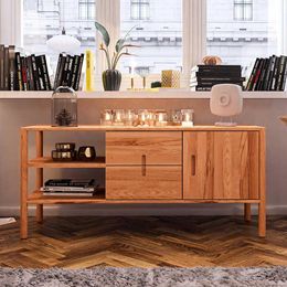 Pharao24.de Sideboard 64 cm hoch mit zwei Schubladen Dreht&uuml;ren