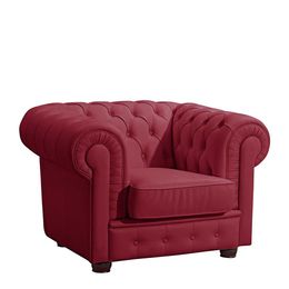 Pharao24.de Polstersessel Rot Leder im Chesterfield Look das Wohnzimmer