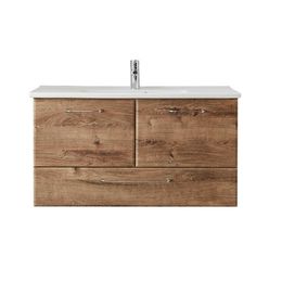 Pharao24.de Waschtischunterschrank Badezimmerschrank mit einer Schublade und Metallgriffen