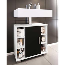 Pharao24.de Unterbeckenschrank schwarz weiss in modernem Design 58 cm hoch