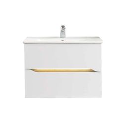 Pharao24.de Waschtischunterschrank Badunterschrank mit LED Beleuchtung und zwei Schubladen
