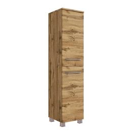 Pharao24.de Badezimmer Hochschrank in Wildeiche Optik 130 cm hoch
