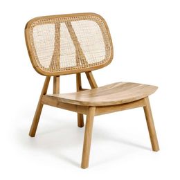 Pharao24.de Lounge Sessel im Skandi Design Teak Massivholz & Rattan