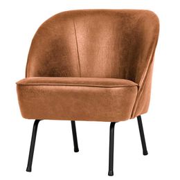 Pharao24.de Cocktailsessel in Cognac Braun Recyclingleder 4-Fu&szlig; Gestell aus Metall