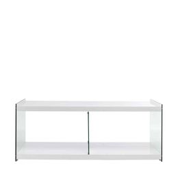 Pharao24.de TV Bank aus MDF in Wei&szlig; Glas