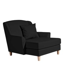 Pharao24.de Longchair schwarz Landhaus aus Kunstleder Buche Massivholz