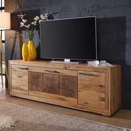 Pharao24.de TV Board aus Wildeiche Massivholz rustikalen Look