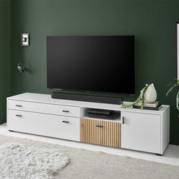 Pharao24.de Fernseh Unterschrank modern in Wei&szlig; und Wildeichefarben Soft Close