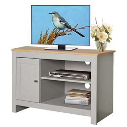 Pharao24.de Fernseher Schrank in Grau und Eiche Optik 95 cm breit