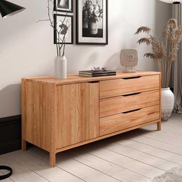 Pharao24.de Sideboard Kommode aus Kernbuche Massivholz mit Vierfu&szlig;gestell