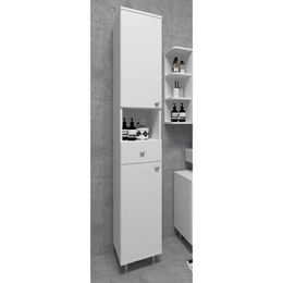 Pharao24.de Wei&szlig;er Badezimmer Hochschrank 30 cm breit einer Schublade