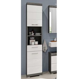 Pharao24.de Badezimmer Hochschrank in Wei&szlig; Hochglanz und