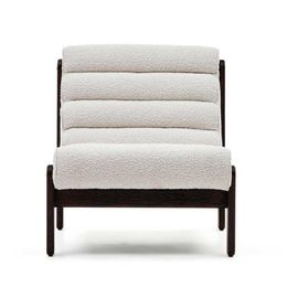 Pharao24.de Retro Style Polstersessel in Wei&szlig; und Dunkelbraun 75 cm breit