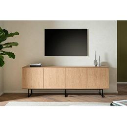 Pharao24.de TV Sideboard Fernsehschrank 4 t&uuml;rig mit B&uuml;gelgestell aus Metall