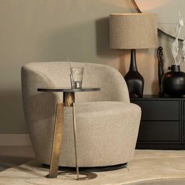 Pharao24.de Drehbarer Lounge Sessel in Beige Bezug aus Webstoff