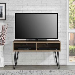 Pharao24.de TV Lowboard mit Metall Hairpin Gestell Walnussfarben