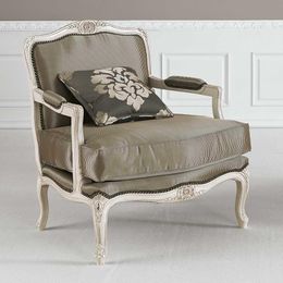 Pharao24.de Eleganter Wohnzimmer Sessel in italienischem Design Taupe und Weiß