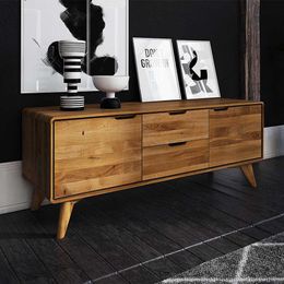 Pharao24.de Niedriges Sideboard aus Wildeiche Massivholz ge&ouml;lt