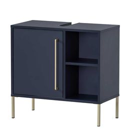 Pharao24.de Unterbeckenschrank modern in Dunkelblau und Goldfarben 65 cm breit
