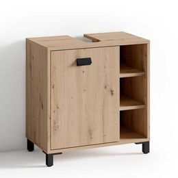 Pharao24.de Unterbeckenschrank in Wildeichefarben und Schwarz modernem Design