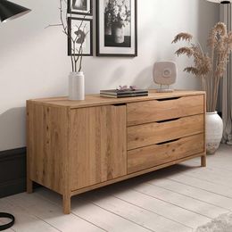 Pharao24.de Sideboard Lowboard aus Wildeiche Massivholz mit drei Schubladen