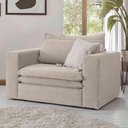Pharao24.de Cord Polstersessel Beige in modernem Design 125 cm breit
