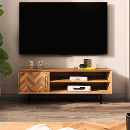 Pharao24.de Phonoschrank Wildeiche aus Massivholz und Metall Skandi Design