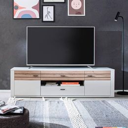 Pharao24.de TV Lowboard Fernsehtisch mit T&uuml;ren und einem offenen Ger&auml;tefach