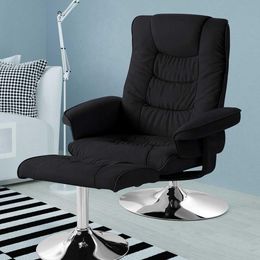 Pharao24.de Wohnzimmer Sessel mit Hocker aus Kunstleder Metall (zweiteilig)