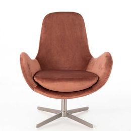 Pharao24.de Drehbarer Sessel in Altrosa Samt Retrostil