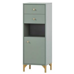 Pharao24.de Midibadschrank in modernem Design Graugr&uuml;n und Goldfarben
